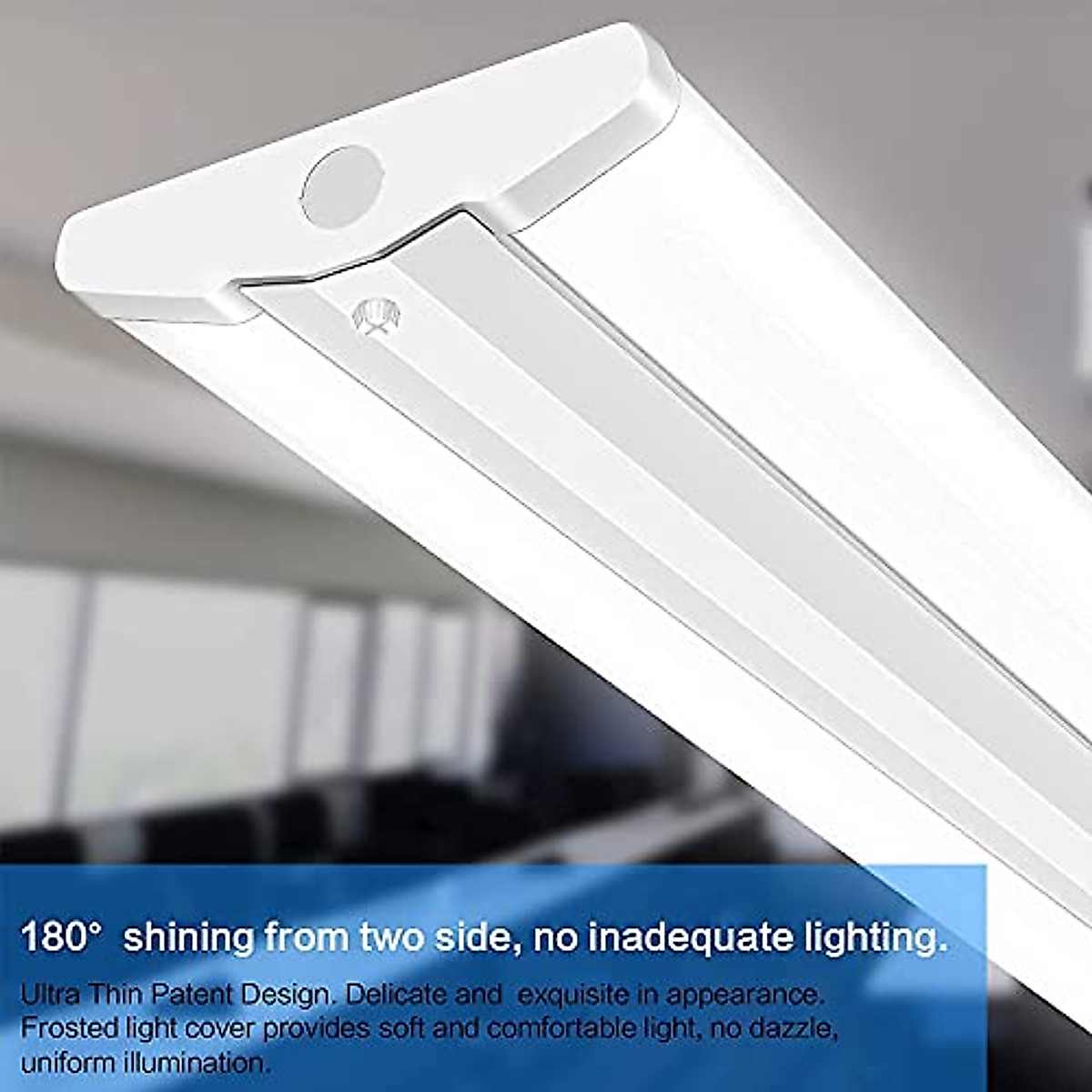 ANTLUX 110W 8FT LED Wraparound Ultra Slim Strip Lights, 12600LM, 5000K, 8 Foot LED Garage Shop Lights, Flush Mount Warehouse Office Ceiling Lighting Fixture, Fluorescent Tube Replacement, 2 Pack