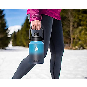 Insulated Water Bottle 64 oz with Handle, Adimos Half Gallon Vacuum Stainless Steel Sports Water Jug Flask Keep Hot and Cold, Leak Proof Wide Mouth BPA-free Double Walled Thermos Mug, Indigo Black
