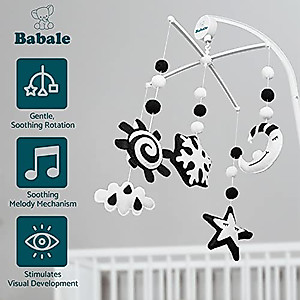 Babale | Montessori-Inspired Baby Mobile for Crib - Stimulating Black & White Design for Newborn Engagement - Perfect Baby Crib Mobile for Boys & Girls - Enhances Visual Development