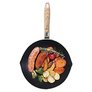 Pearl Metal HB-6661 Frying Pan, Deep Type, 9.4 inches (24 cm), Induction Compatible, Compatible with All Heat Sources, Fluorine Treatment, Pink, Natural Cook Pure