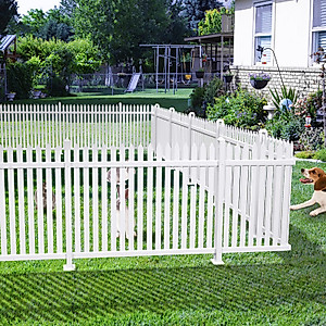 Coarbor 1 Set 84"x38.6" Vinyl Picket Fence Panels White Straight PVC Garden Decorative Fence for Yard Border Vinyl Outdoor Fence Pet Barrier Temporary Small Dog Fence (34 Pickets)