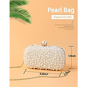YYIHER Pearl Clutch White Clutch Purses for Women Evening Handbags Beaded Clutch Wedding Bridal Clutch Parites Prom
