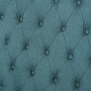 Christopher Knight Home Leora Traditional Tufted Velvet Wingback Loveseat, Dark Teal / Dark Brown