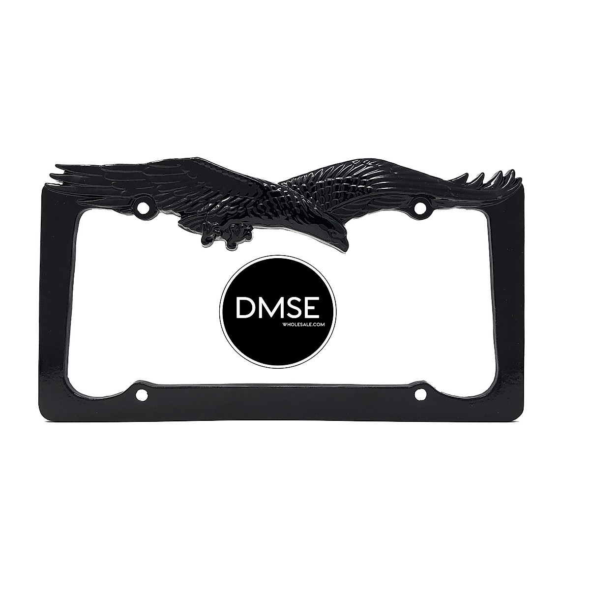 DMSE American Eagle Eagles Bird Universal Metal License Plate Frame Cool Decorative Design for Any Vehicle (Black)