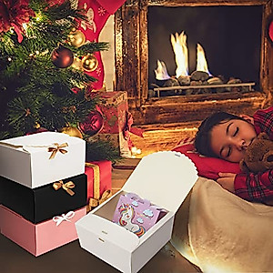 HYMENEX 12pcs Gift Boxes, Gift Boxes with Lids, White Gift Boxes 8x8x4 inches Gift Boxes with Ribbon Bridesmaid Proposal Box Gift Boxes for Presents Weddings Gift Chocolate Cupcake Crafting (White)