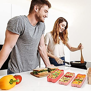 Onanuto Bento Box Adult Lunch Box, 3 in 2 - bento box kit with Sandwich Cutters, Microwave Safe Lunch Containers with Lunch Bag Stackable Bento Lunch Box Set