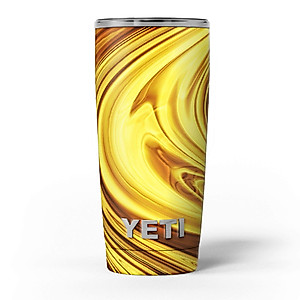 Design Skinz Swirling Liquid Gold - Skin Decal Vinyl Wrap Kit Compatible with The Yeti Rambler Cooler Tumbler Cups