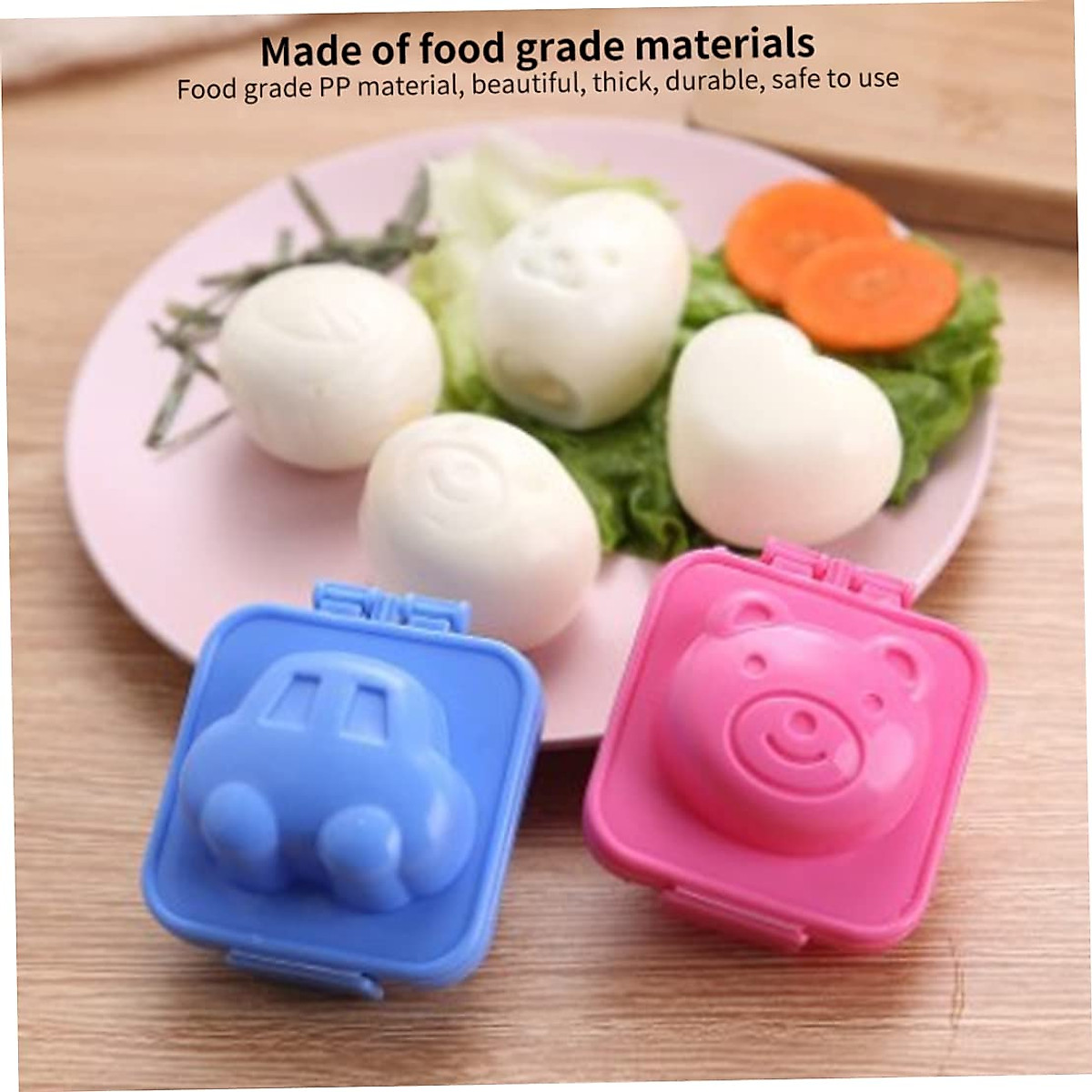 Boiled Egg Mould,6PcsHard Boiled Egg Mold,Fish Car Heart Shape Onigiri Mold,3D Rice Ball Maker, Plastic Egg Shaper DIY Tools Bento Accessories, Random Color