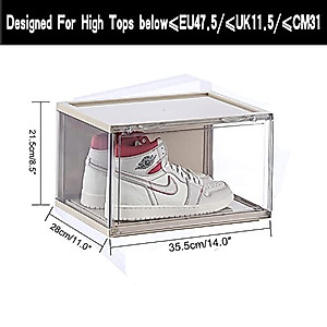 W XUEXIEWU K.T.Z Shoe Boxes，Clear Plastic Shoe Box，Sports Shoe Storage Box， Magnetic Side Open Stackable Shoe Box（Khaki 1PCS）