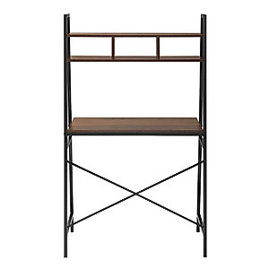 Walker Edison Industrial Wood and Metal X-Back Ladder Desk Home Office Workstation, 56 Inch, Grey Wash