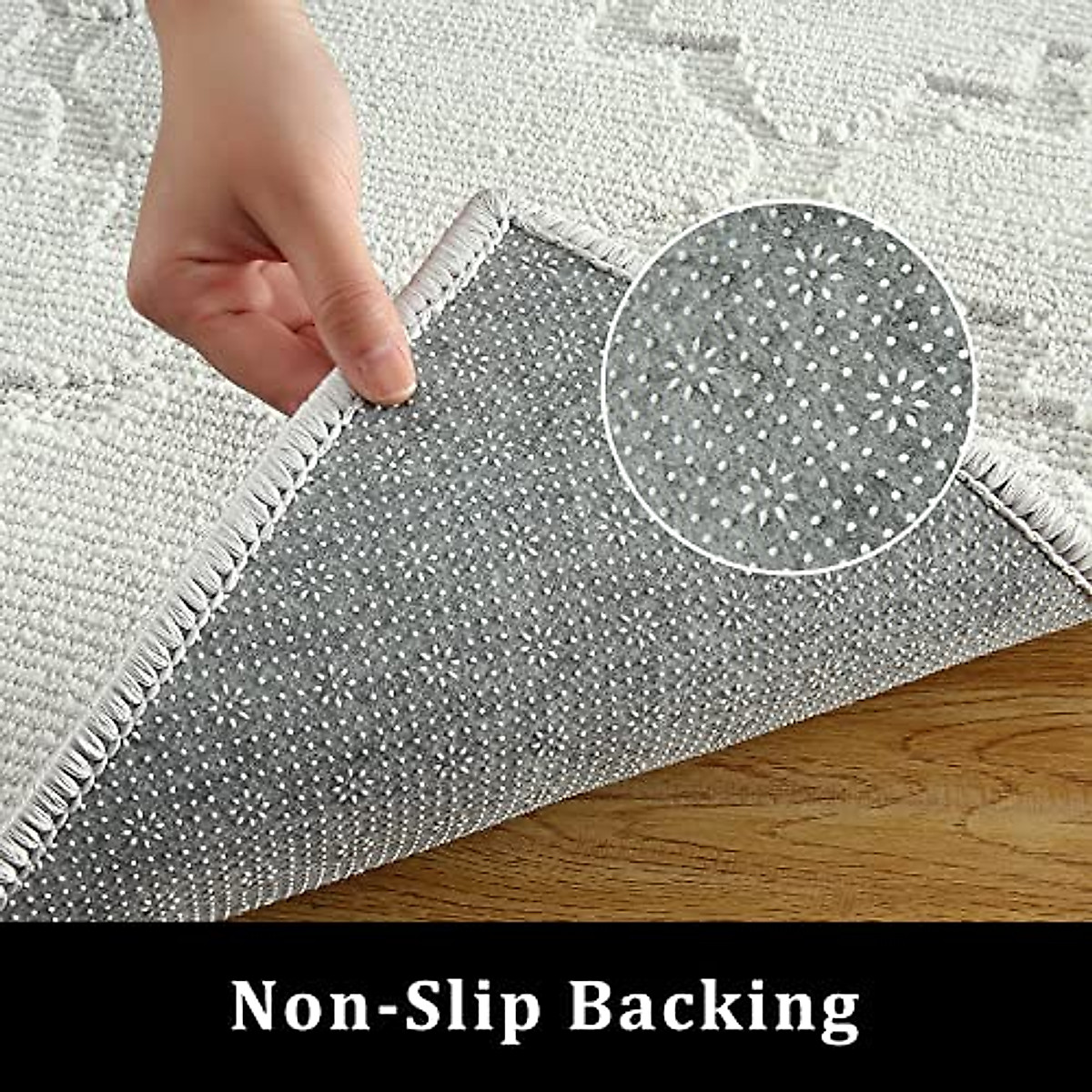 GAOMON 8x10 Large Shag Bedroom Rug, Solid Lattice Rug, Tufted Modern Geometric Area Rug Non-Shedding, Non Slip Moroccan Area Rug, Indoor Living Room Area Rugs, Grey 8'x10'