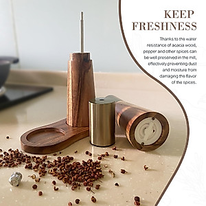 Gold Salt and Pepper Grinder Set,Salt and Pepper Grinder Set Wood,Gold Salt and Pepper Shakers, Modern Salt and Pepper Shakers, Pepper Mill with Ceramic Core,Pepper Grinder For Kitchen,Wood Tray