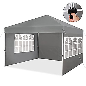 10x10 Pop Up Canopy with Sidewalls, Ez Up Canopy, Portable Instant Canopy, Outdoor Canopy Event Tent, Waterproof Vendor Canopy, Tents for Parties, Wedding, Camping,Grey