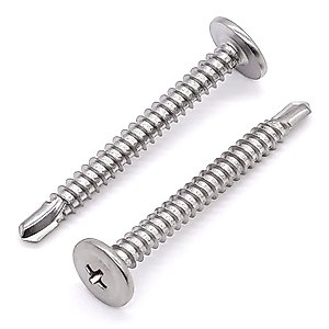 50pcs #10 x 2 Phillips Wafer Head Self Drilling Screw, 410 Stainless Steel, Modified Truss Head Quick Self Tapping Screws for Sheet Metal, Wood, Plastic, Without Pre-drilled Holes