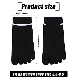 Bencailor 4 Pair Women Five Toe Socks Cotton Toe Socks Athletic Running Long Split Toe Women's Cotton Crew Ankle Socks(Black, White, Grey, Khaki)