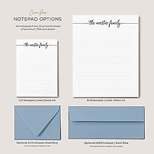 Professional Personalized Notepads - Small Notepad 5x7 w/ 50 Printed Sheets – Personalized Stationery w/Custom Size, & More - Classy Desk Supplies – Customizable up to 8x10” - Flowing Script Notepad
