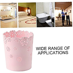Round Trash Can Plastic Hollow Waste Paper Bin Flower Lace Rubbish Basket for Office Plastic Trash Can, Round Waste Bin, Rubbish Bin for Kitchen, Hollow Rubbish Basket, Flower Lace Garbage Can