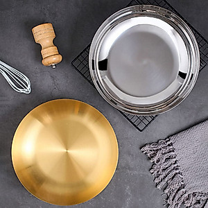 Hemoton Japanese Noodle Bowl 3pcs Stainless Steel Mixing Bowl 9.4inch Japanese Ramen Noodle Bowl Gold Metal Soup Bowl Salad Serving Bowl for Fruit Udon Pho Asian Noodles Rice Bowls Japanese