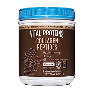 Vital Proteins Chocolate Collagen Powder Supplement (Type I, III) for Skin Hair Nail Joint - Hydrolyzed Collagen - Dairy and Gluten Free - 27g per Serving - Chocolate Flavor, 26.8 oz Canister