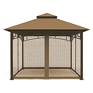 Garden Sunny Gazebo Mosquito Netting Screen 4-Panels Universal Replacement for Patio, Outdoor Canopy, Garden and Backyard (Only Netting) (10'x10', Khaki)