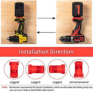 5 Pack Tool Mount for Milwaukee 18V Drill; Battery Holder for Milwaukee M18 Battery MOUNT/Hanger/Dock Holder Fit for 48-11-1820 48-11-1850 48-11-1860 Battery, also for Dewalt 18V Battery and 20V Tool