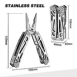 MOSSY OAK Multitool, 21-in-1 Stainless Steel Multi Tool Pocket Knife with Screwdriver Sleeve, Self-locking Multitool Pliers with Sheath-Perfect for Outdoor, Survival, Camping, Hiking, Simple Repair