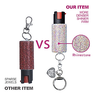 Hope Bobbie Bling-it-On Pepper Spray Keychain-Maximum Strength OC Spray for Self Defense-Fashionable Key Holder-7ft (2M) Range, Glitter Cute Rhinestone Pepper Spray for Women (CrystalAB)