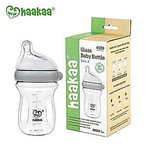 Haakaa Generation 3 Glass Baby Bottle 6 oz/160 ml, 1 PK (Grey)