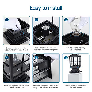 SLAWA Outdoor Post Light Fixture, Modern Outdoor Column Lights IP54 Waterproof Aluminum Pillar Lights Outdoor Lighting for Yard Garden Patio Path, with Clear Glass Shade