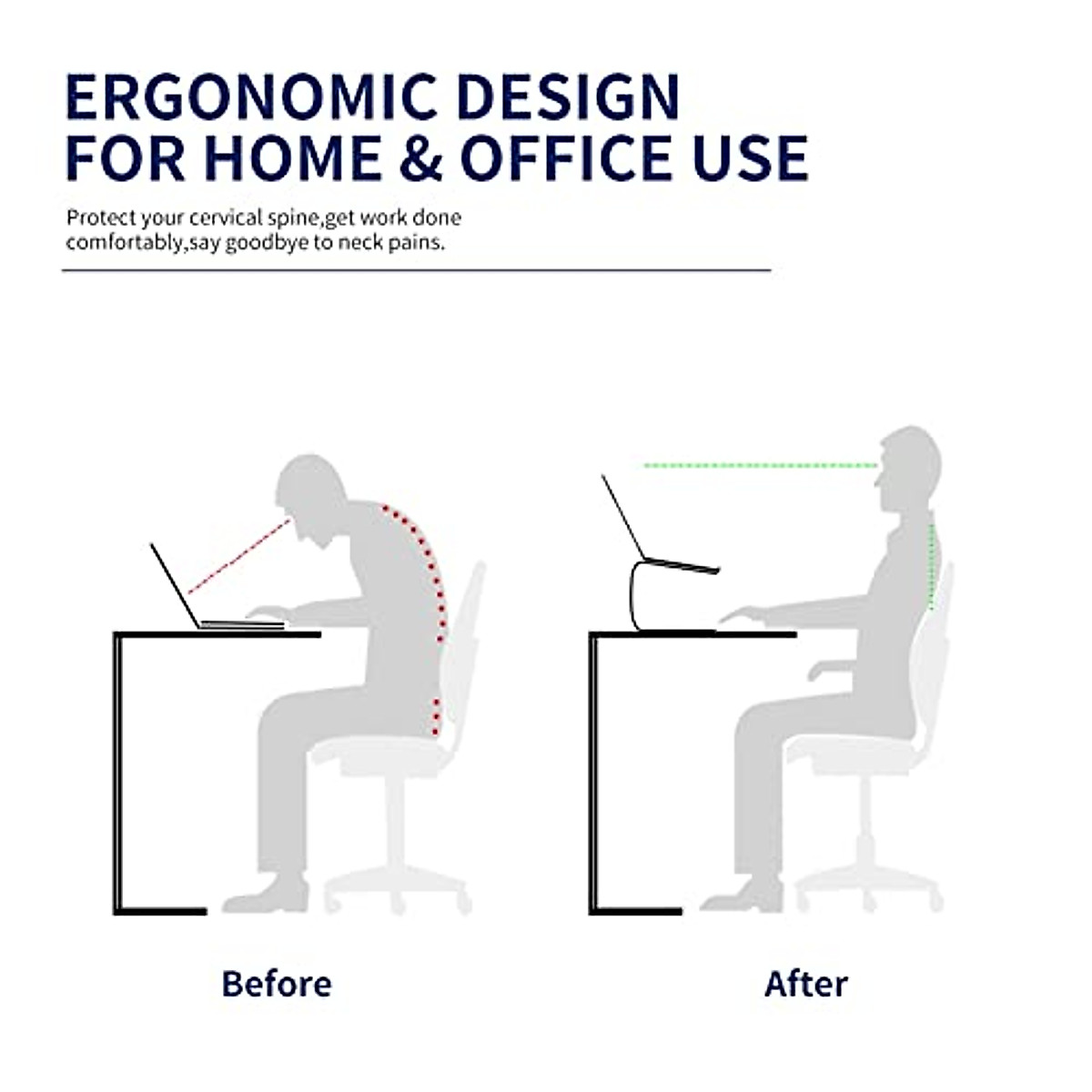 Laptop Stand for Desk Aluminum Computer Stand for Laptop Riser Holder Notebook Stand Compatible with MacBook Air Pro, Dell, HP, Lenovo Samsung, Alienware All Laptops 11-17.3” (Silver)