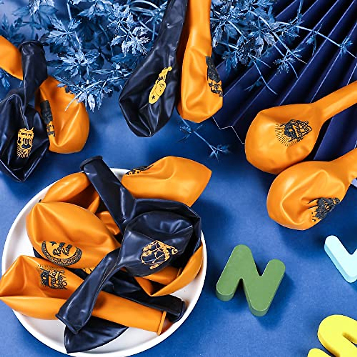 40 Pieces Ramadan Mubarak Balloons Eid Mubarak Party Decoration Happy Eid al-Fitr Theme Latex Balloons Set for Home Event Indoor Outdoor Ramadan Kareem Decor Supplies, 12 Inches (Blue and Gold)