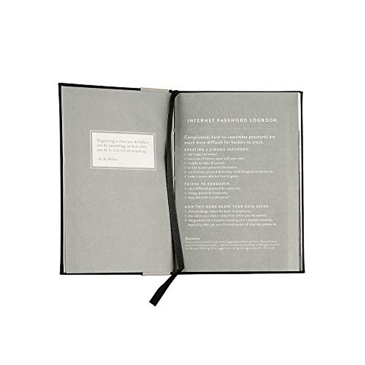 Eccolo Password Keeper Book with Alphabetical Tabs, Discrete Computer and Website Login Password Book and Organizer, Hardcover Pocket Size Journal Notebook for Everyday Use (Black, 5.75x4 inches)