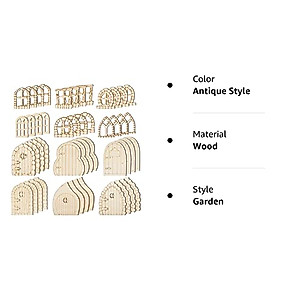 Yulejo 48 Pcs Fairy Door Wooden Garden Doors Craft Mini Window Fairy House DIY Kit Unfinished Miniature Door Unpainted Fairy Window Accessories for Wall Home Party Decoration (Antique Style)