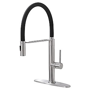 Deseegoal Kitchen Faucet with Silicone Tube, Single Handle Sink Faucet, 360° Rotatable High Arc Single Hole Kitchen Sink Faucet Brushed Nickel, 304 Stainless Steel, 17.7 Inch High