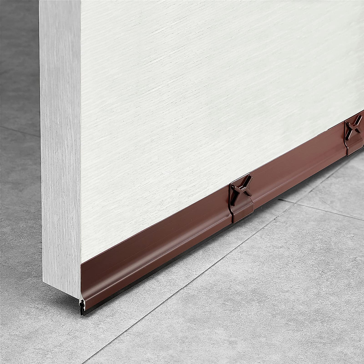 CQMMA Aluminum Door Draft Stopper 36" Metal Sweep Bottom Seal Strip Noise Blocker with Rubber Sweep, Oil Bronze