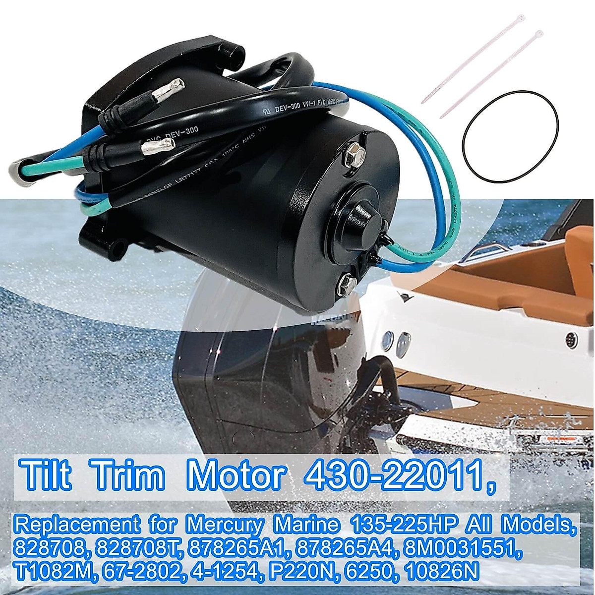 Tilt Trim Motor 430-22011,Replacement for Mercury Marine 135-225HP All Models, 828708, 828708T, 878265A1, 878265A4, 8M0031551, T1082M, 67-2802, 4-1254, P220N, 6250, 10826N