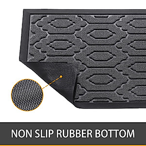 Door Mats Outdoor for Front Door, 29.5"x17" Non Slip Welcome Mats Outdoor Low-Profile Indoor Rug Entryway Doormat for High Traffic Areas, Grey Durable Door Mat