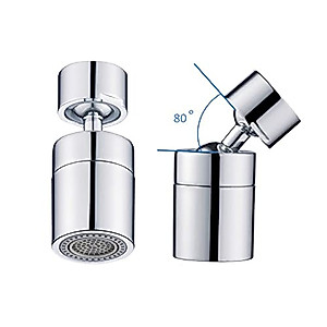 Sink Faucet Aerator, 1.8 GPM Extra Big Angle Rotate Kitchen Sink Aerator Sprayer Head 360 Degree Swivel Kitchen Sink Sprayer Attachment-55/64 Inch-27UNS Female Thread-Chrome (Metal Embossing, Silver)…