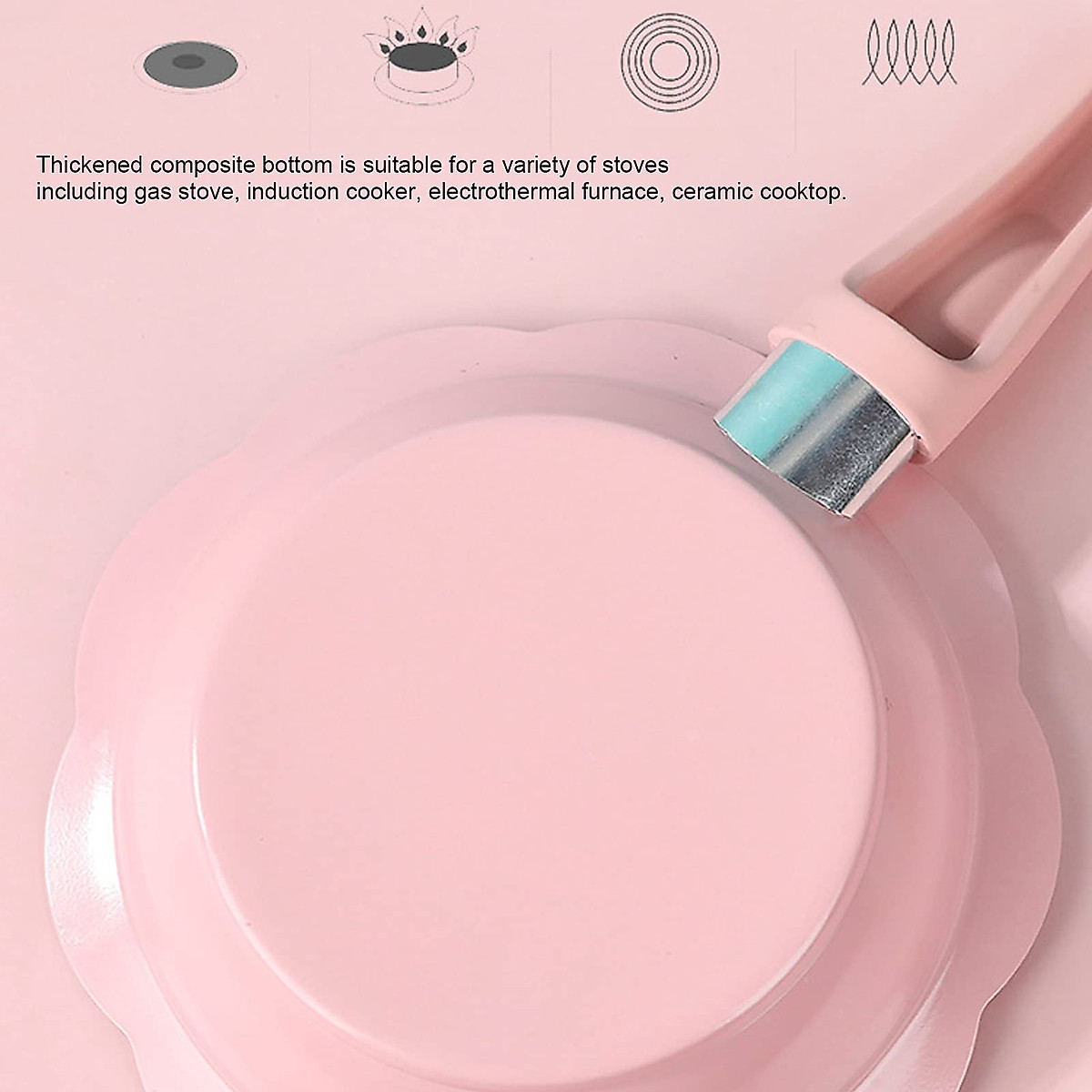Alvinlite Non-Stick Sauce Pan, Mini Pink Frying Pot Baby Milk Pan Multifunction Cookware Set with Transparent Lid for Kitchen