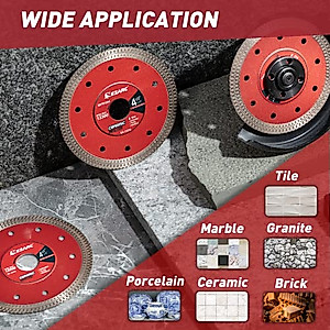 EZARC 4-1/2 inch Super Thin Diamond Blade, Diamond Saw Blades for Angle Grinder, 4.5" Tile Blade for Smooth Cutting Porcelain Ceramic Granite Marble Tile (2-Pack)
