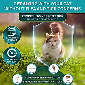4 Pack Flea Collar for Cats, Cat Flea and Tick Collar 8 Months Cat Flea Collar Treatment Prevention, Adjustable Waterproof Cat Flea Collar Kitten Natural Tick and Flea Collar for Cat 4 Color
