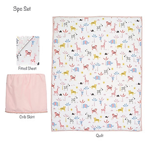 Lambs & Ivy Snuggle Jungle Pastel Safari Cotton Jersey 3-Piece Crib Bedding Set