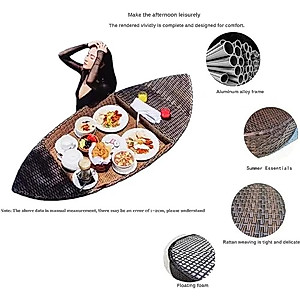 Floating Tray Floating Serving Tray Swimming Pool Rattan Woven Loating Food & Drink Holder, for Pool Serving Drinks, Brunch, Food On The Water, Brown