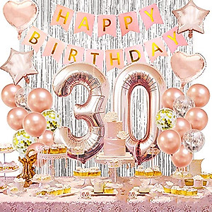 30th birthday decorations for her - Rose Gold 30th Birthday Party Supplies 30th Number Balloons happy 30th birthday decorations