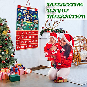 Timoo Nativity Advent Calendar 2024 Fabric Christmas Countdown Calendar for Kids Wall Christmas Advent Calendar with Pockets and 24 Unique Stuffed Figures