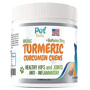 Natural Dog Hip & Joint Supplement for Dogs Arthritis Pain Relief. Turmeric Curcumin with Black Pepper for Anti Inflammatory. Tumeric MSM Glucosamine Chondroitin for Dogs Healthy Joints - 90 Chews