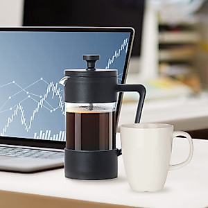 Oggi French Press Coffee Maker (12oz)- Borosilicate Glass, Coffee Press, Single Cup French Press, 3 cup Capacity, Black