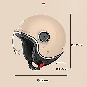 Adults Electric Open Face Bear Ears Motorcycle Helmet, Men Women Motorbike 3/4 Helmet DOT Approved, Retro Vespa Helmet Half Helmet with Visor, for Scooter Cruiser Moped Chopper