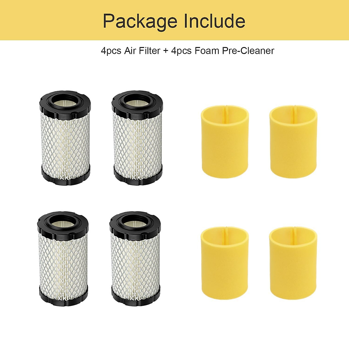 4 Pack Air Filter 591334 796031 Lawn Mower Engine Filters For 594201 797704 Replacement Plus Foam Pre-Cleaners