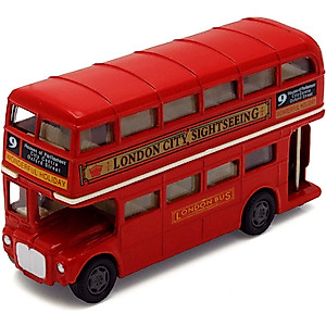 London Double Decker Bus , Red - Motormax 76002 - 4.75" Diecast Model Toy Car